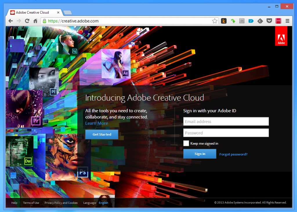 Adobe Creative Cloud Website Front page - Nextflow